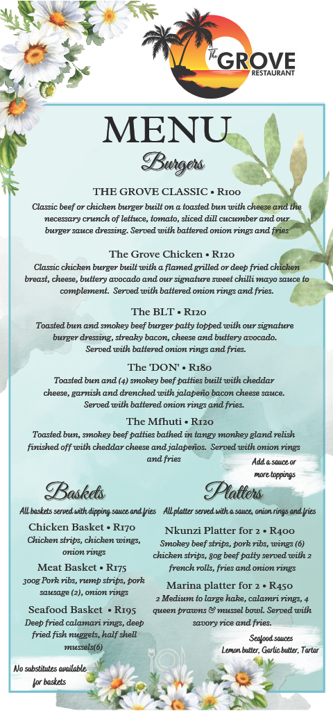 Our Menu The Grove Restaurant